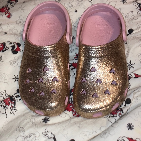 CROCS | Shoes | Disney Crocs Gold Glitter Clogs | Poshmark